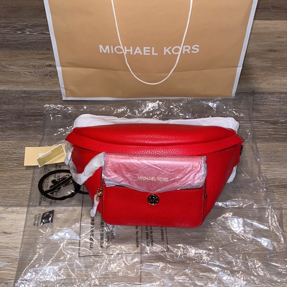 Michael Kors | Bags | Micheal Kors Leather Bright Red And Gold 2 In ...